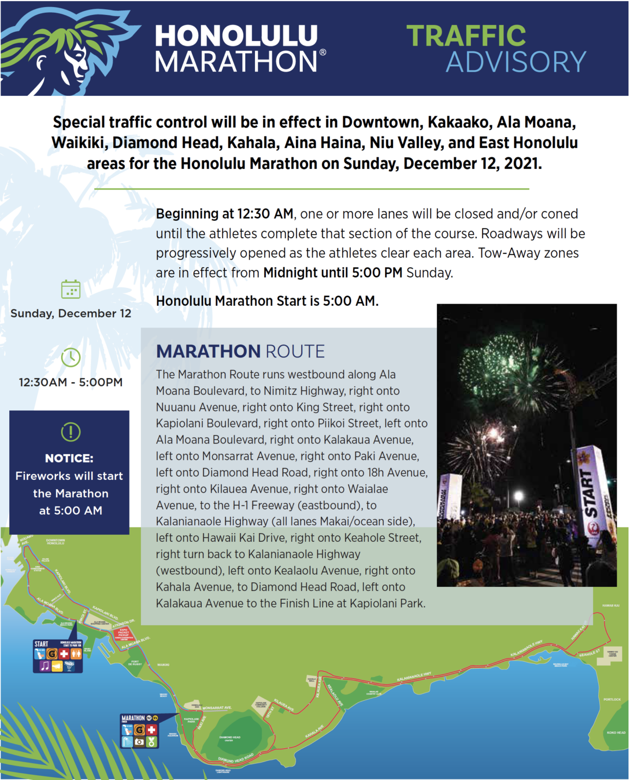Traffic Advisory : Honolulu Marathon