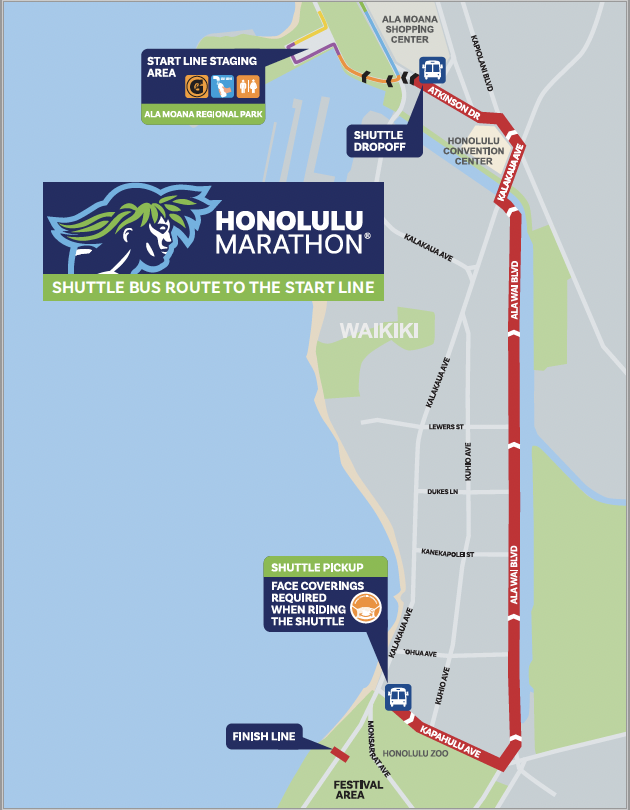 2021 Honolulu Marathon Shuttel BusMap : Honolulu Marathon