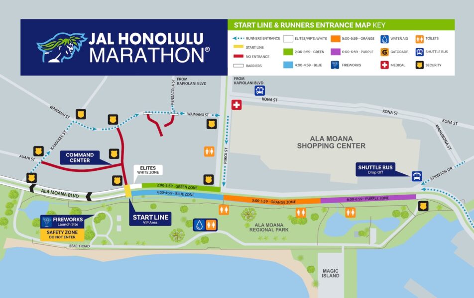 2025 HM Start Line Map : Honolulu Marathon